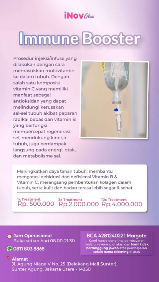 Perawatan Immune Booster dengan Infus atau Injeksi Multivitamin - iNOV GLOW